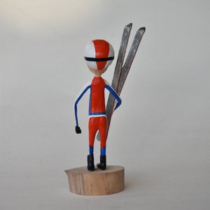 Skier Paper Mache Decor, Paperclay Winter Sports Gift, Wall Mounted Ski ...