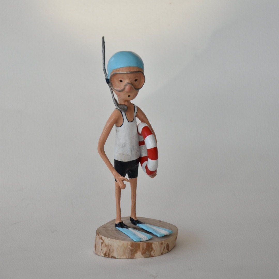 Handcrafted Paper Mache Diver Sculpture With Swimmer's - Etsy