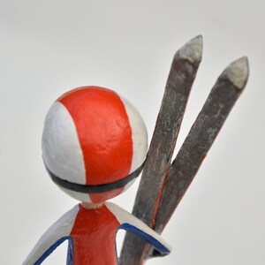 Skier Paper Mache Decor, Paperclay Winter Sports Gift, Wall Mounted Ski ...