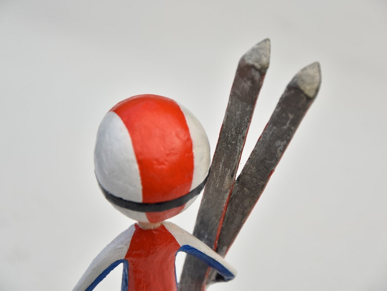 Skier Paper Mache Decor, Paperclay Winter Sports Gift, Wall Mounted Ski ...