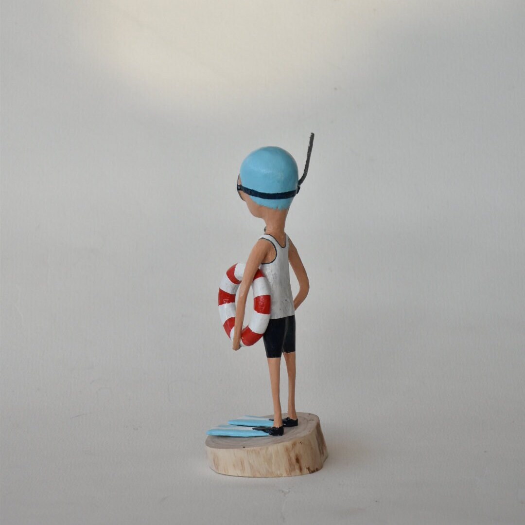 Handcrafted Paper Mache Diver Sculpture With Swimmer's - Etsy