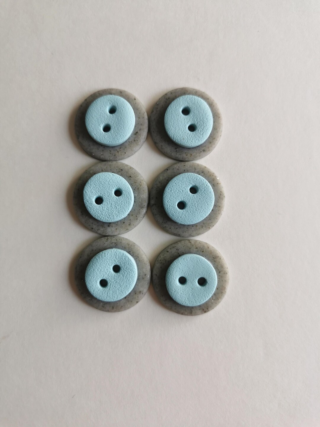 6 OOAK Blue & Grey Layered Buttons, 3/4 Inch Buttons, Sewing Buttons ...