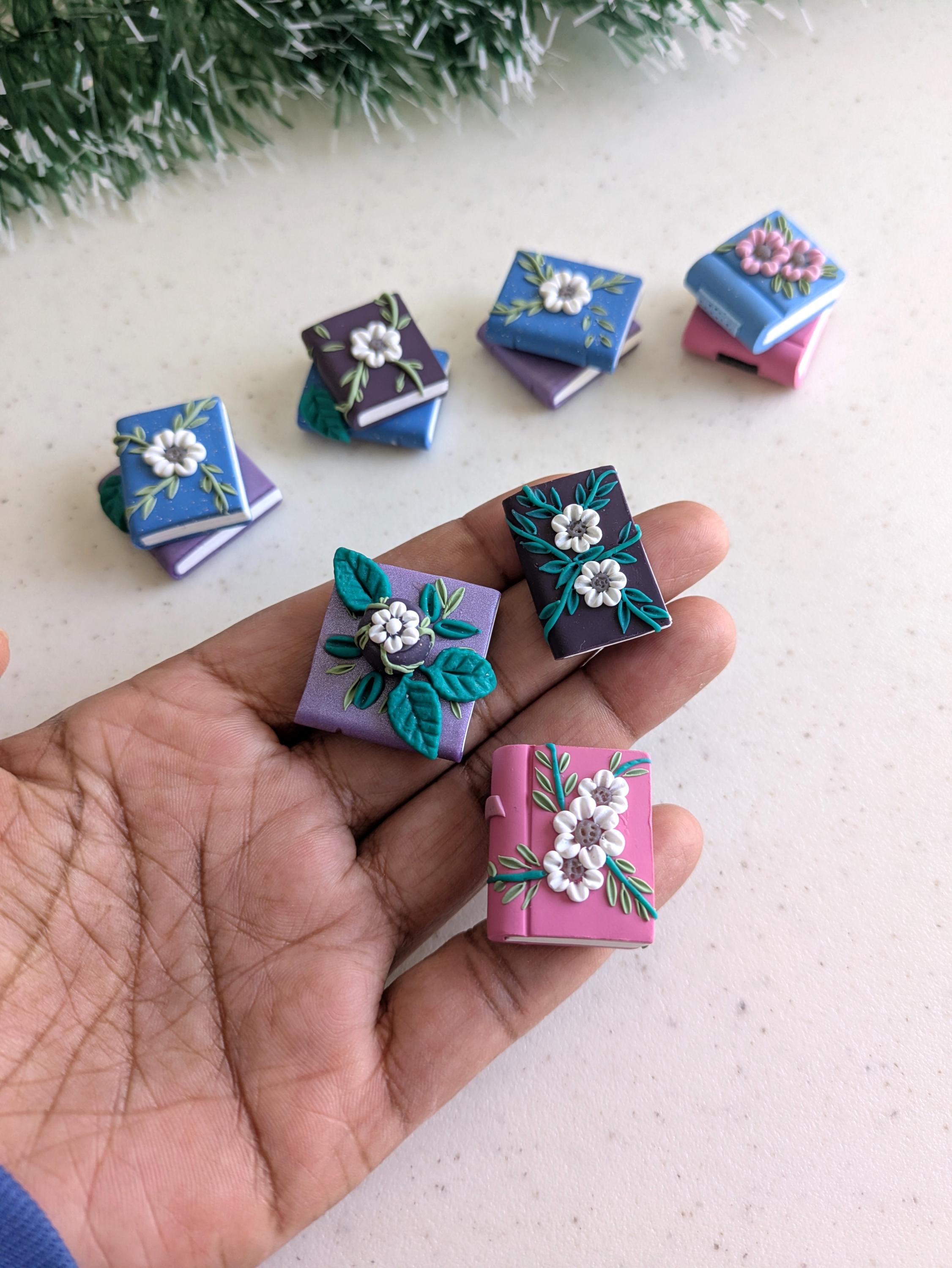 Floral Book, Desk Decor, Mini Book, Book Stack, Miniature Book, Knick ...