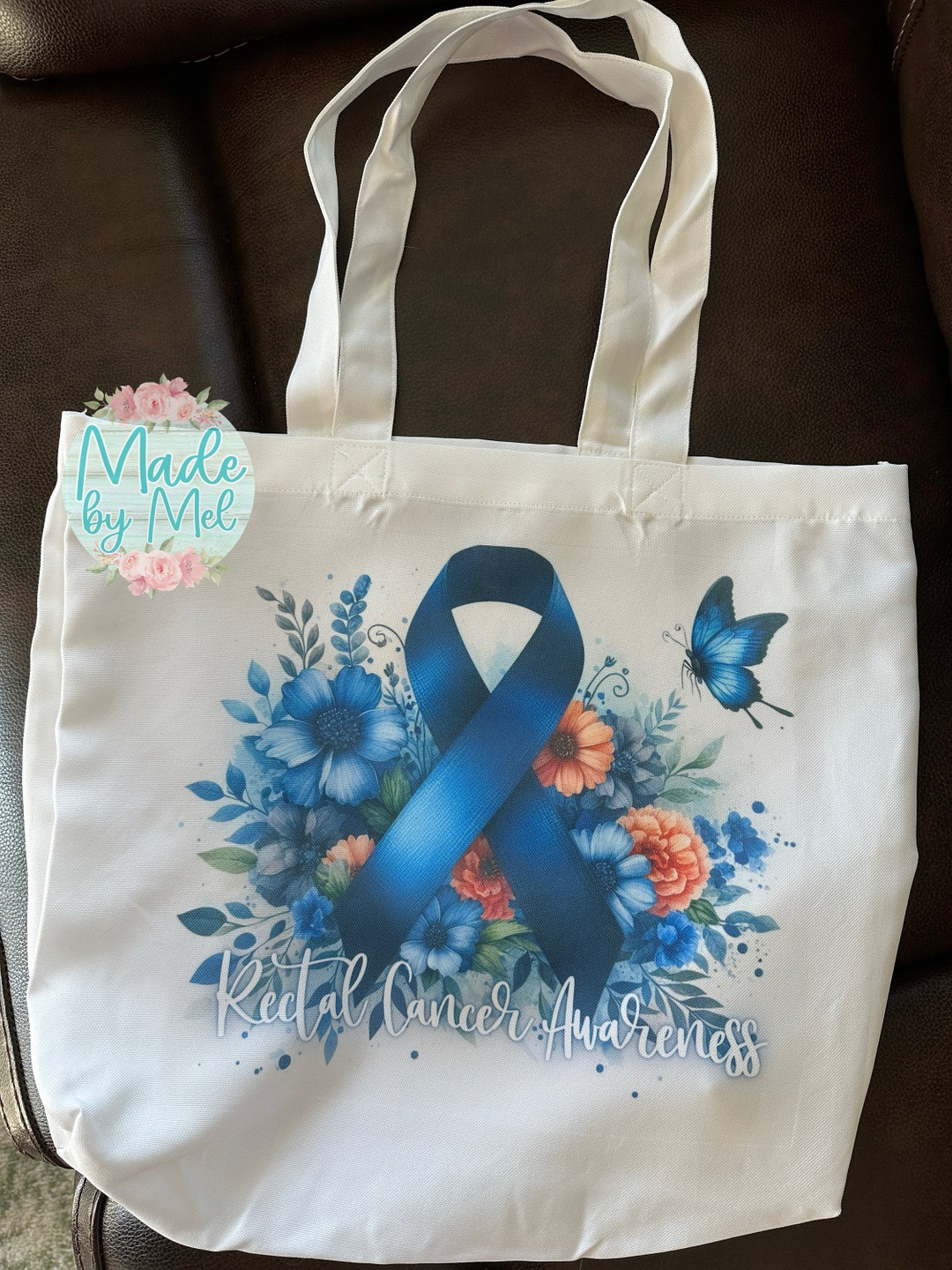 Rectal Cancer Awareness Tote Grocery Shopping Bag Ribbon Colon Rectal ...