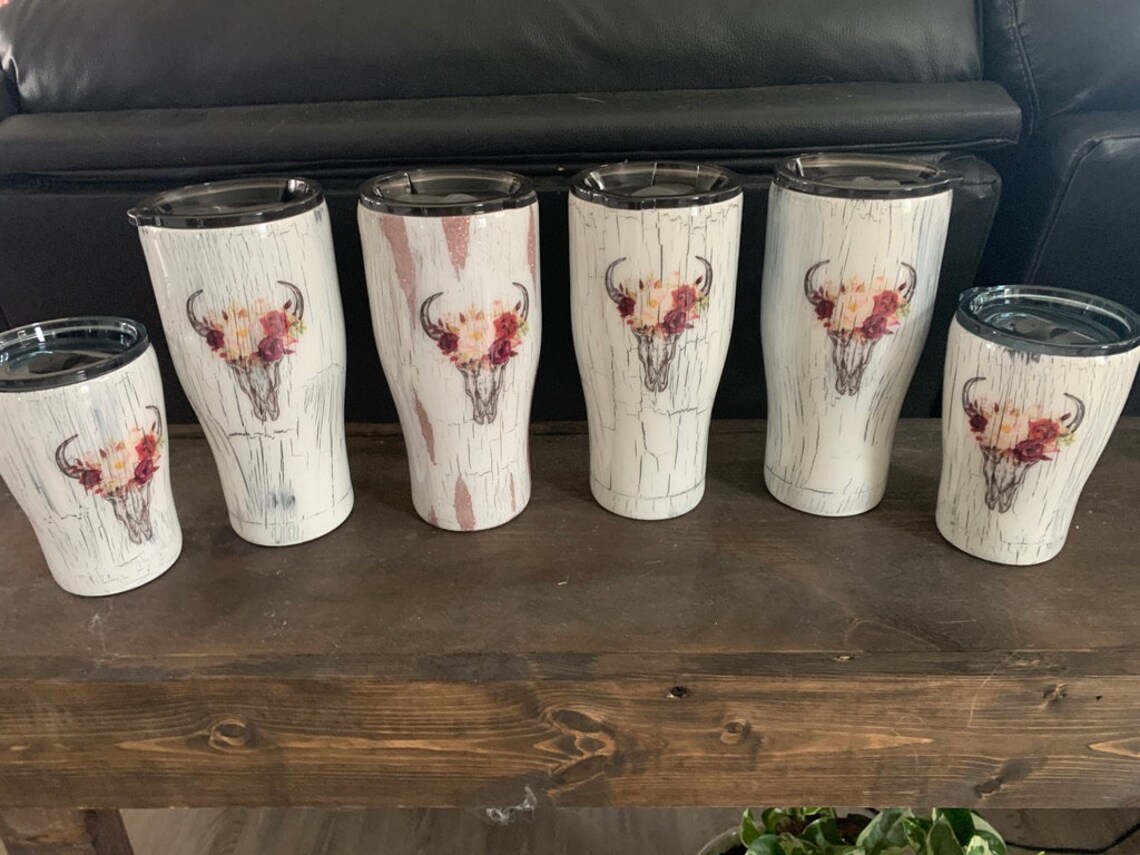 Distressed Wood Bullhead Glitter Pink Rose Gold Insulated Tumbler Cup ...