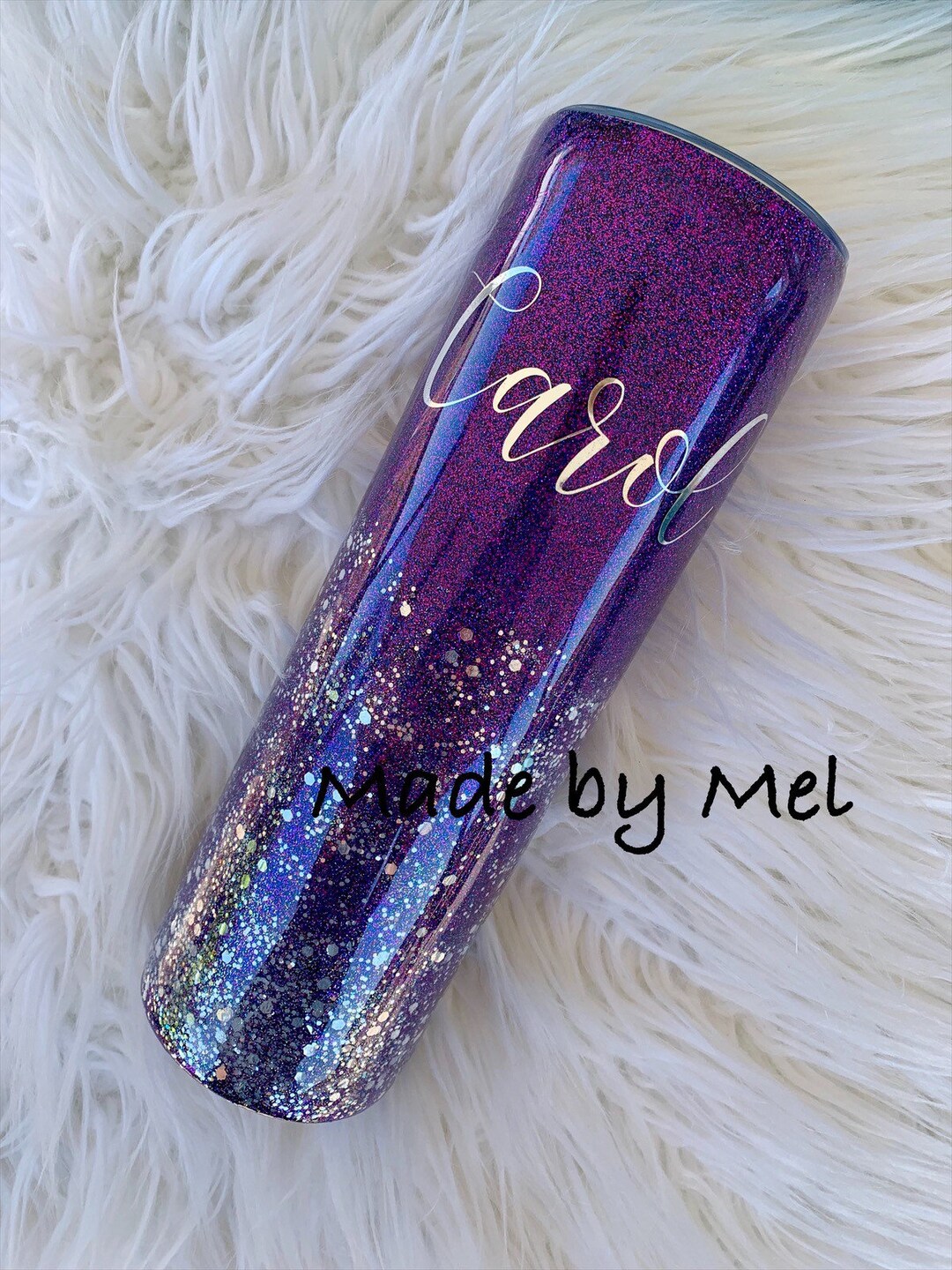 Royal Purple Silver Glitter Insulated Tumbler Cup Mug Skinny ...