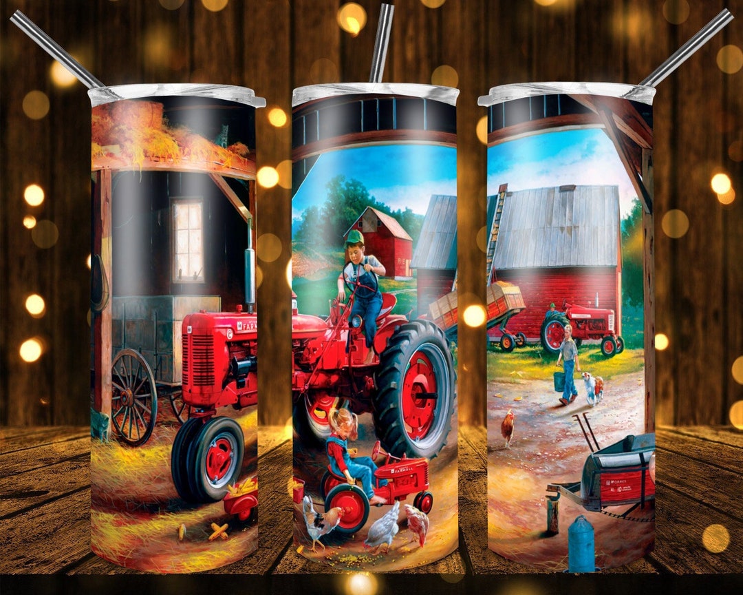 Farmall IH Insulated Tumbler 2 Lids, Gift Farmer Farm Boys Shop ...