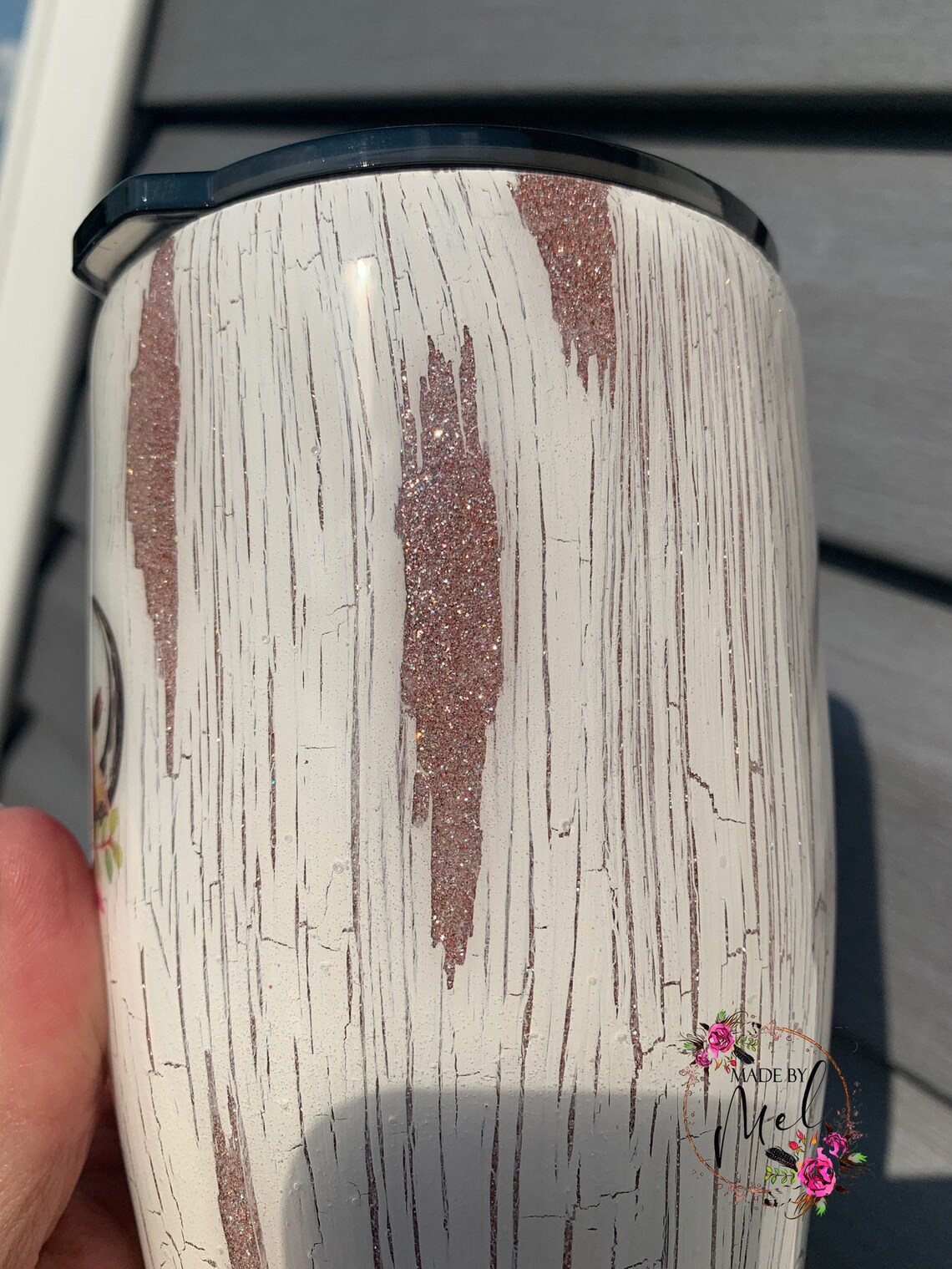 Distressed Wood Bullhead Glitter Pink Rose Gold Insulated Tumbler Cup ...