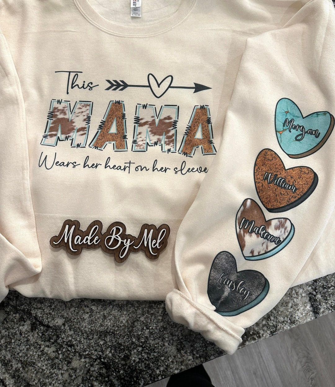 This Mama Wears Her Heart on Her Sleeve, Mother's Day Gift, Hearts Mom ...