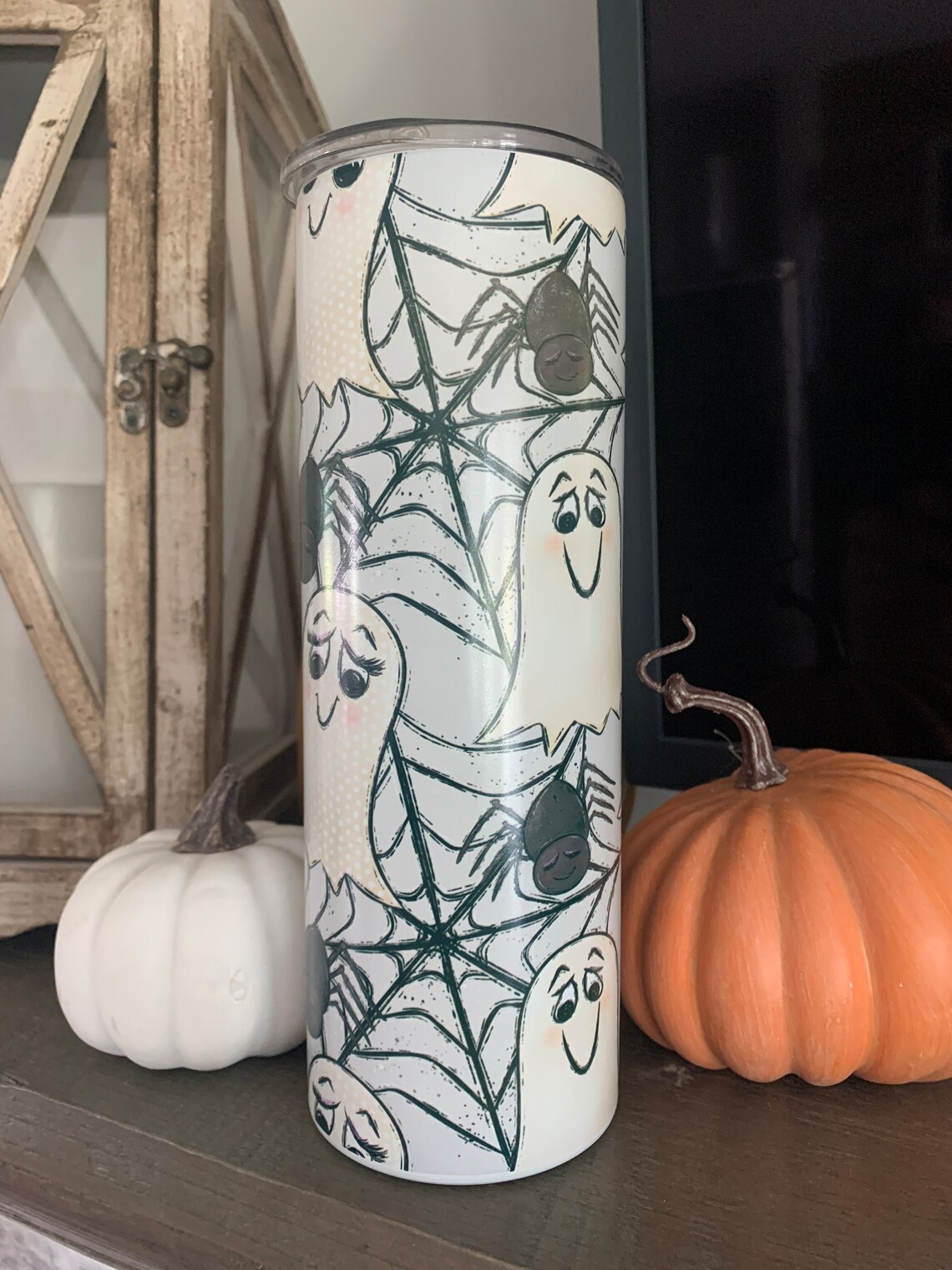 Halloween Ghosts and Spider Web Glow in the Dark Insulated Tumbler Cup ...