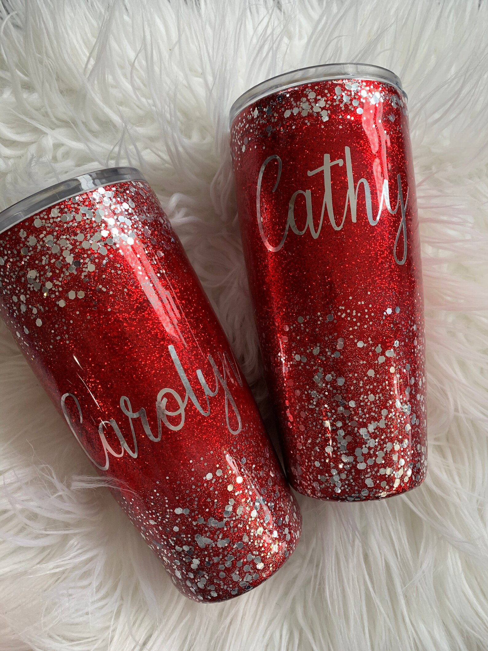 Red and Silver Glitter Tumbler Cup Personalized Thoughtful - Etsy