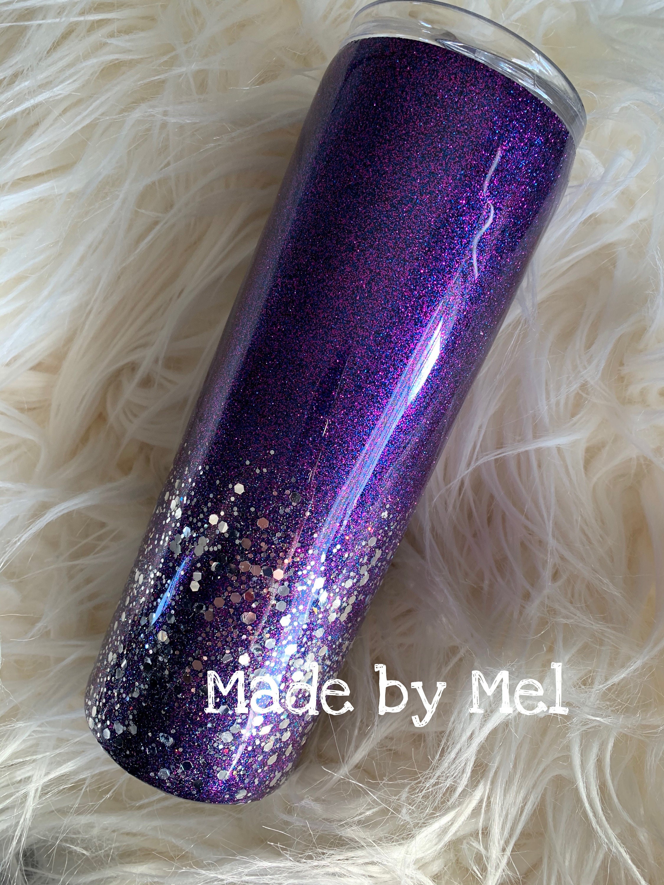 Royal Purple Silver Glitter Insulated Tumbler Cup Mug Skinny ...