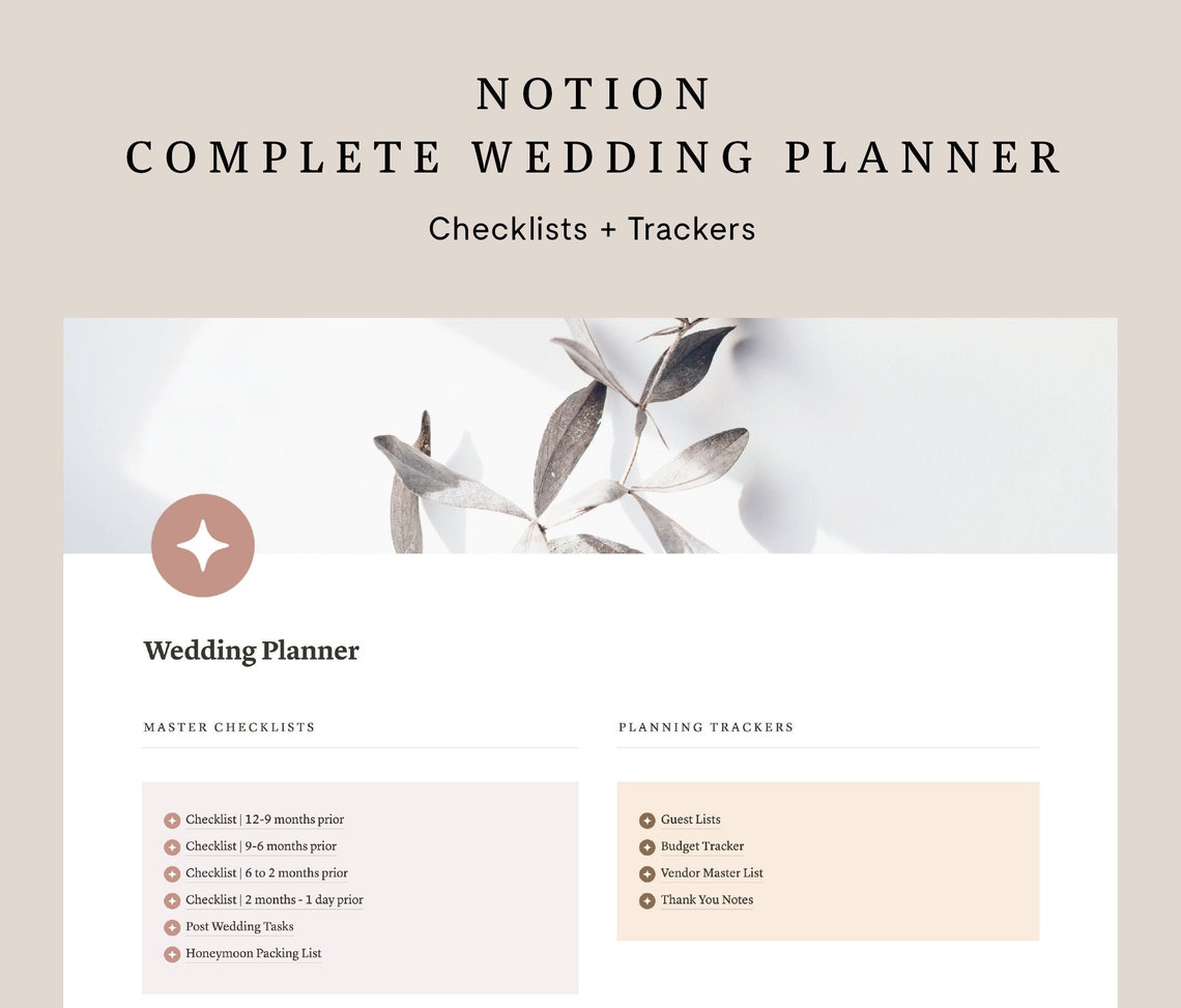 Aesthetic Notion Template Wedding Planner Notionplanner Wedding ...