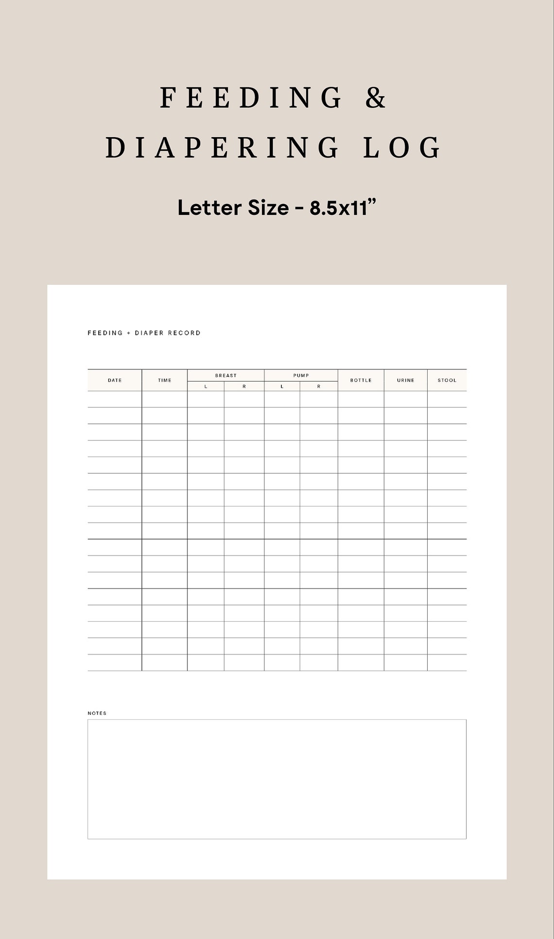 Newborn Log Baby Care Chart Baby Care Log Infant Daily Log Baby Feeding ...