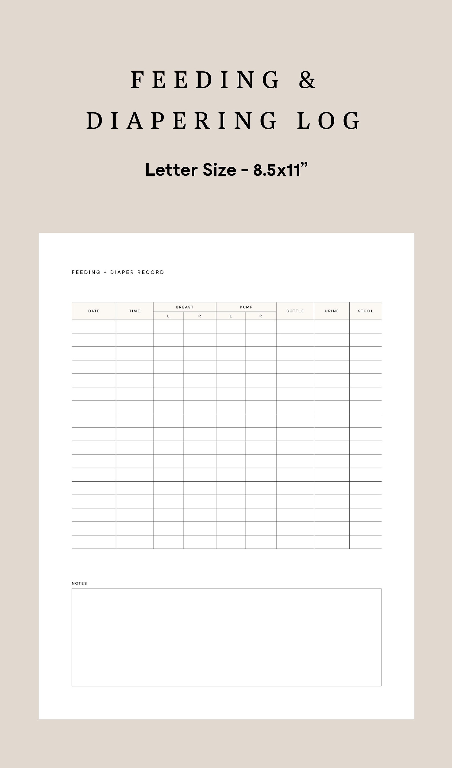 Newborn Log Baby Care Chart Baby Care Log Infant Daily Log Baby Feeding ...