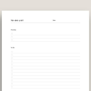Minimalist to Do List Printable Minimal List Daily Goal Template to Do ...