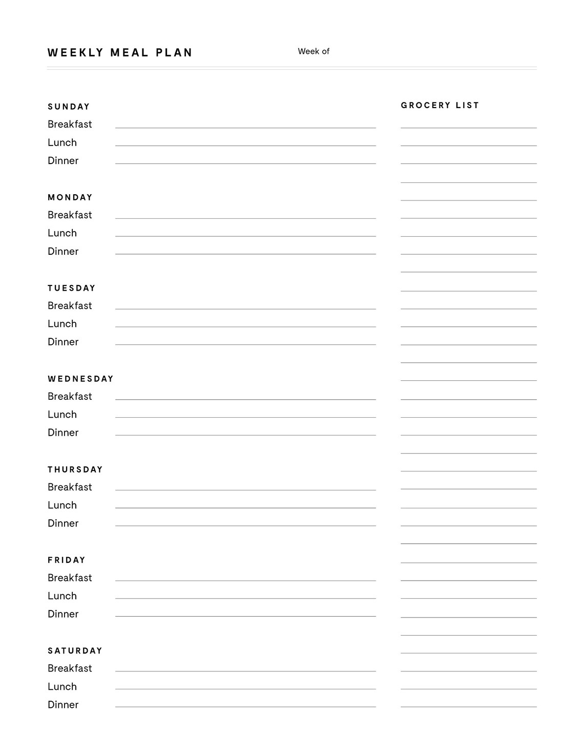 Weekly Menu Planner Printable Menu Plan Digital Download Meal Planning ...