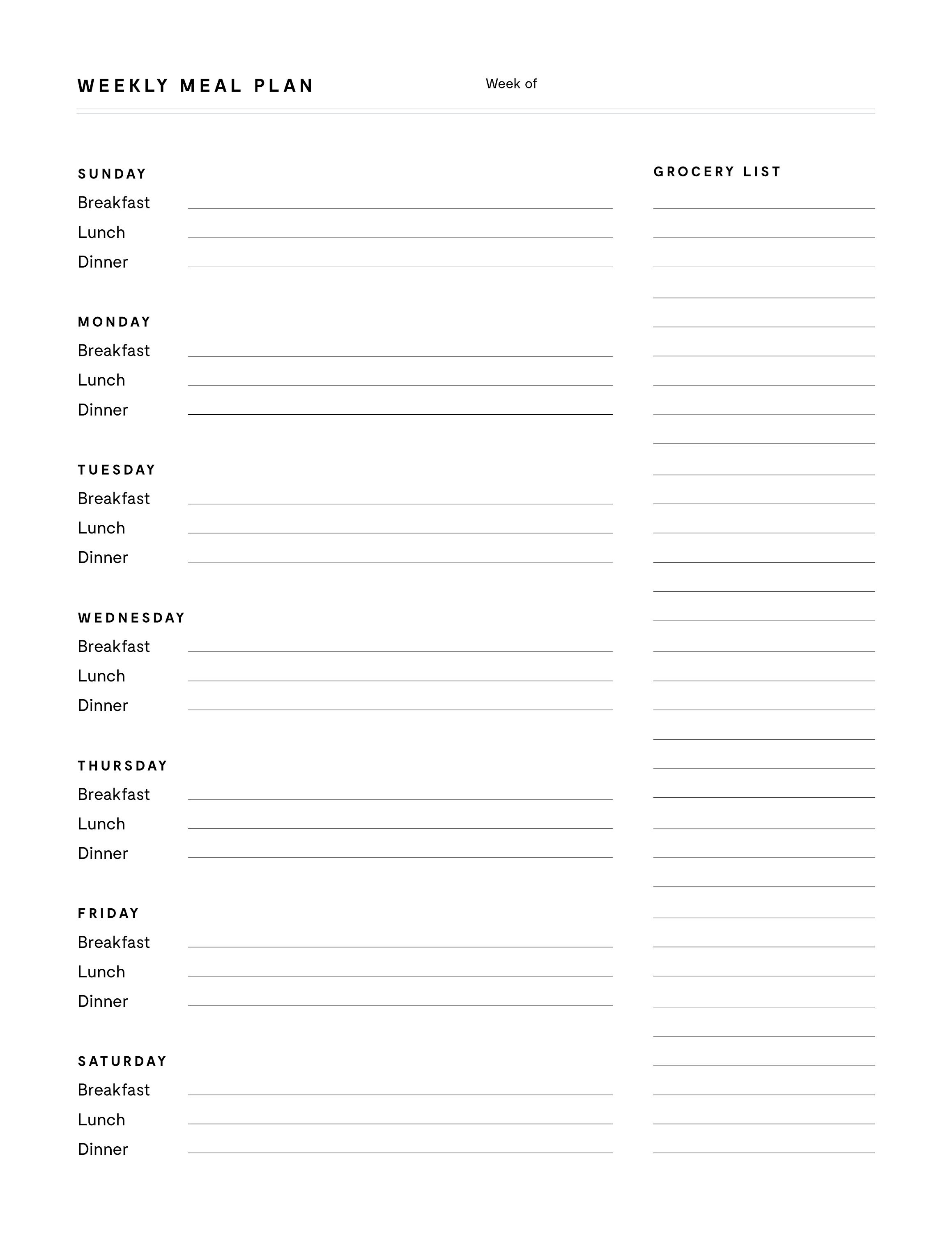 Weekly Menu Planner Printable Menu Plan Digital Download Meal Planning ...