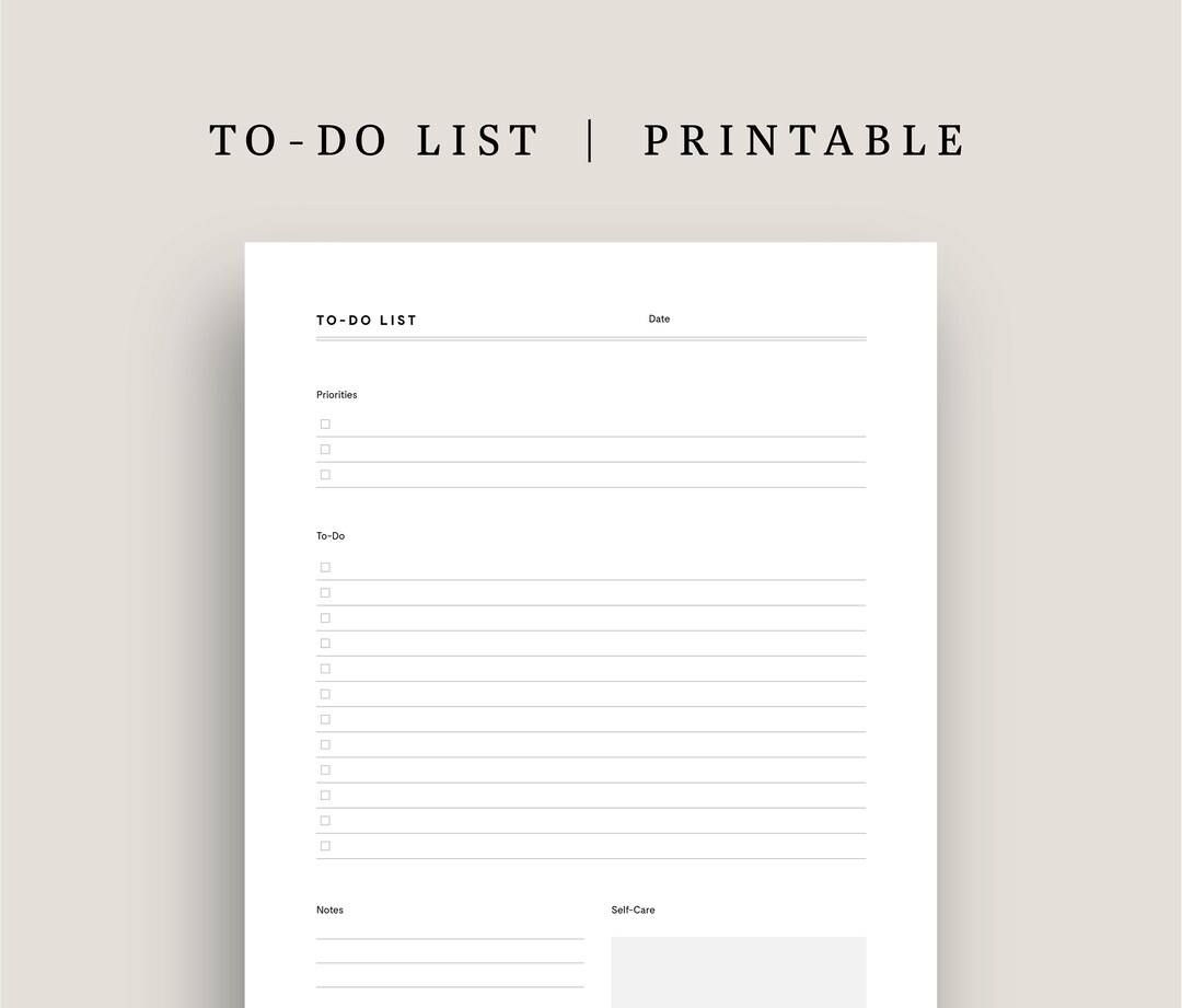 Minimalist to Do List Printable Minimal List Daily Goal Template to Do ...