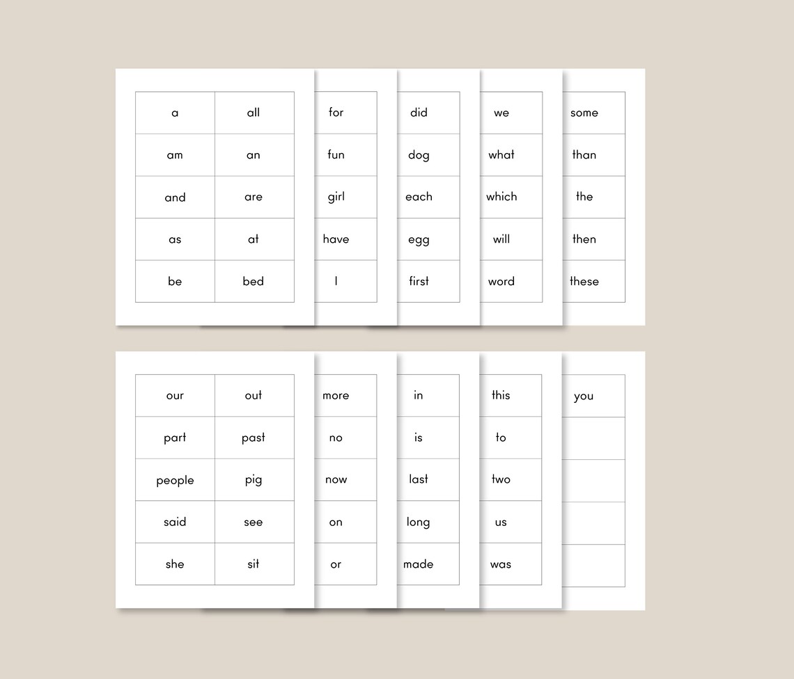 100 Sight Word Cards Practice Printable Sight Word Minimal Homeschool ...