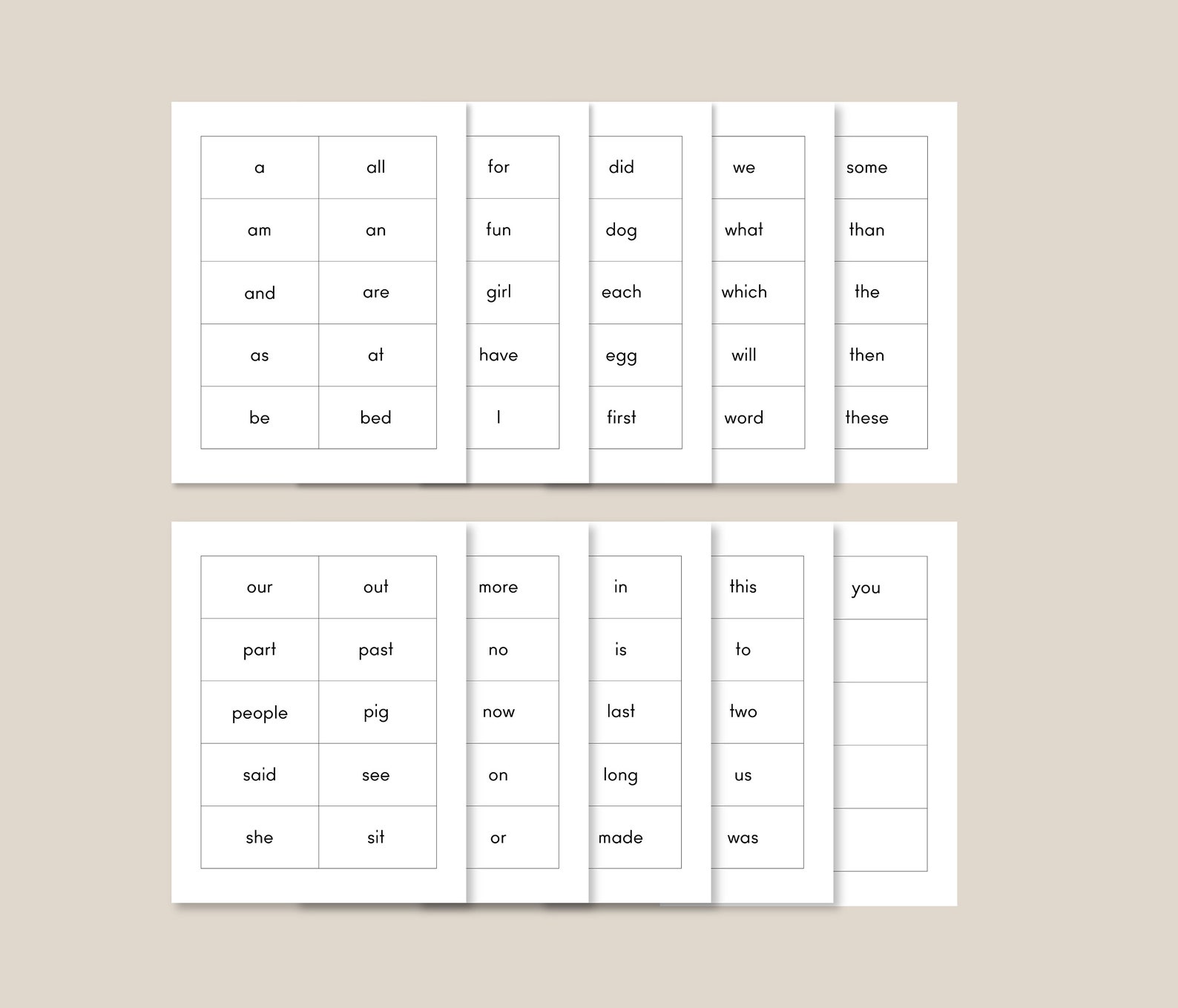100 Sight Word Cards Practice Printable Sight Word Minimal Homeschool ...