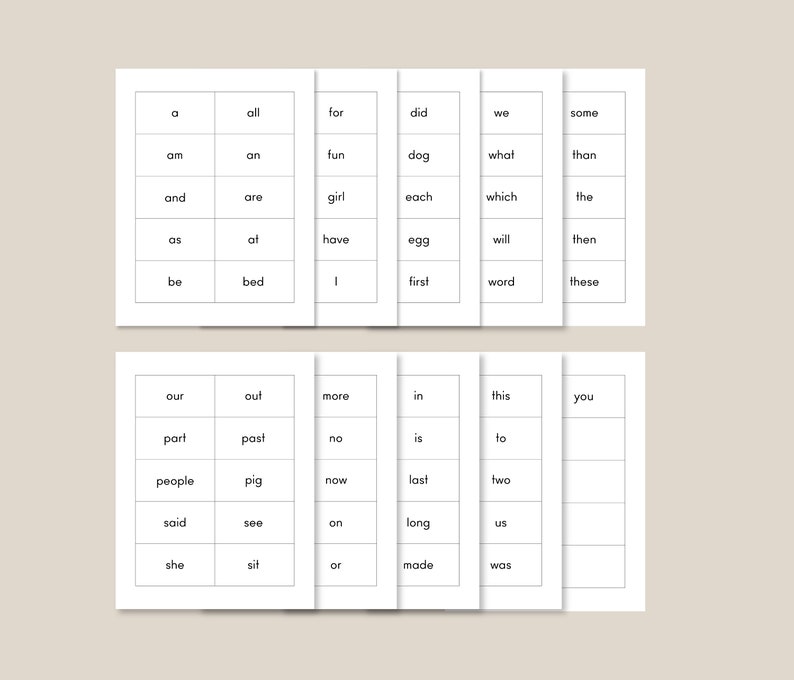 100 Sight Word Cards Practice Printable Sight Word Minimal Homeschool ...