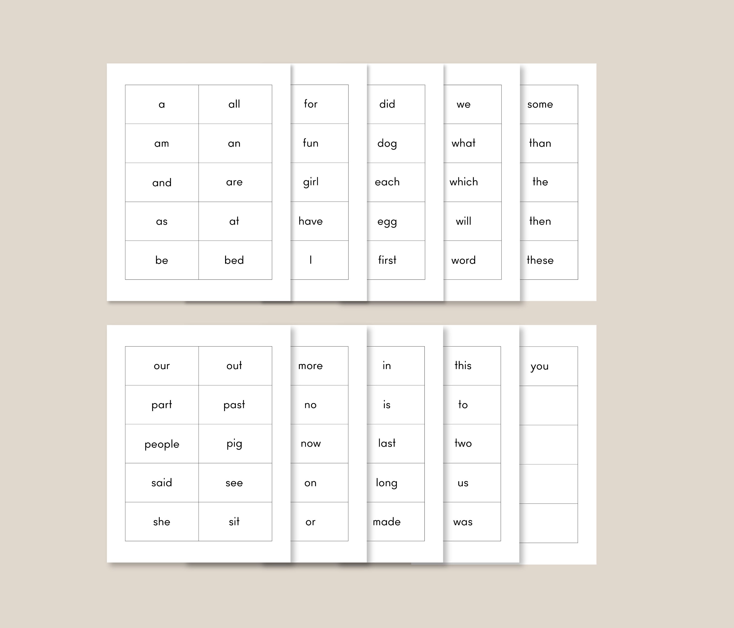 100 Sight Word Cards Practice Printable Sight Word Minimal Homeschool ...