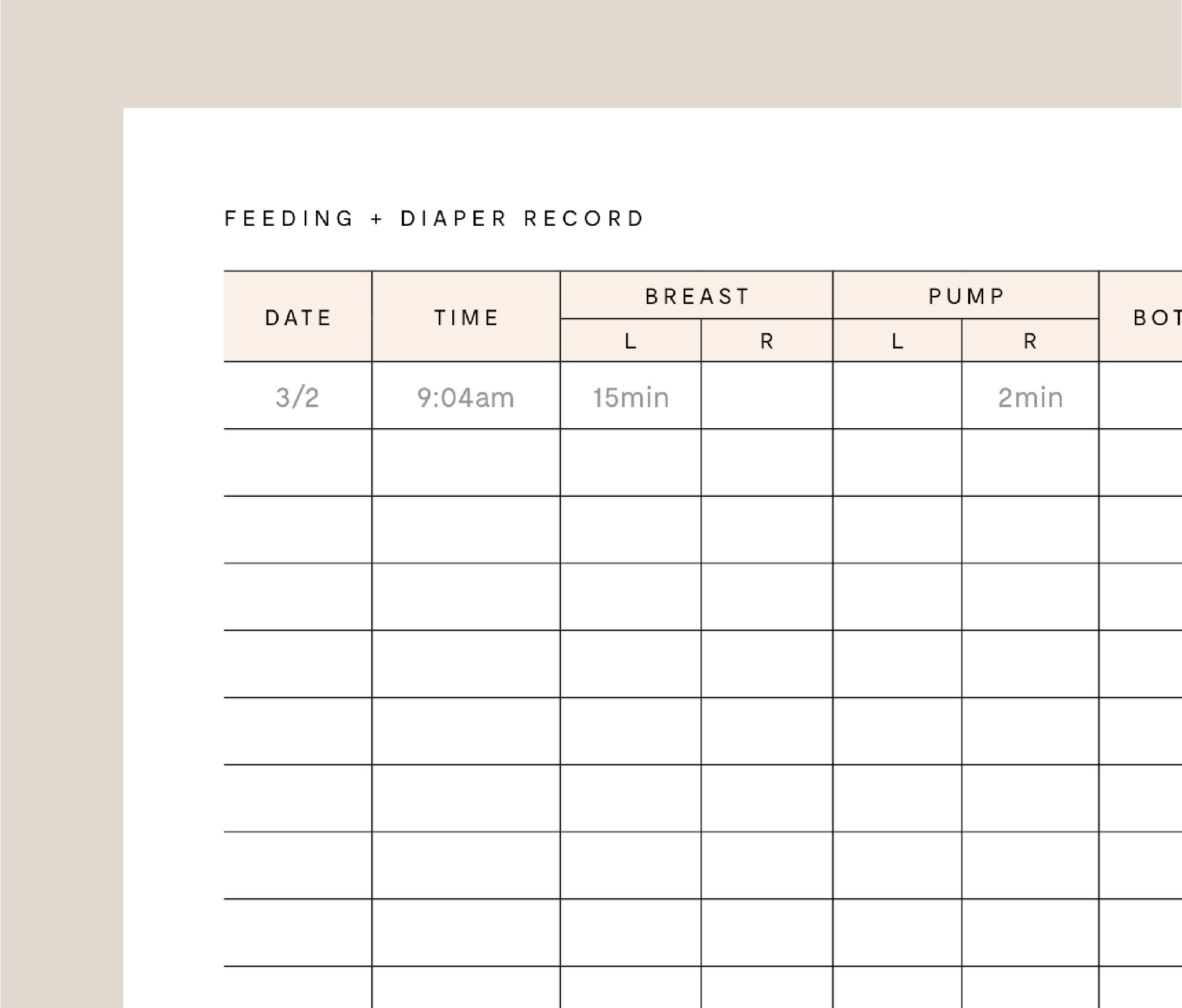 Newborn Feeding Diaper Log Digital Download A6 Diaper Feeding Log ...