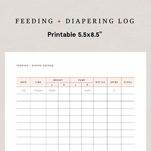 Newborn Log Digital 5.5x8.5 Infant Daily Log Newborn Feeding Diapering ...