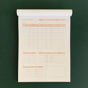 Printed Infant Daily Log Notepad Newborn Feeding Diaper Notepad Newborn ...