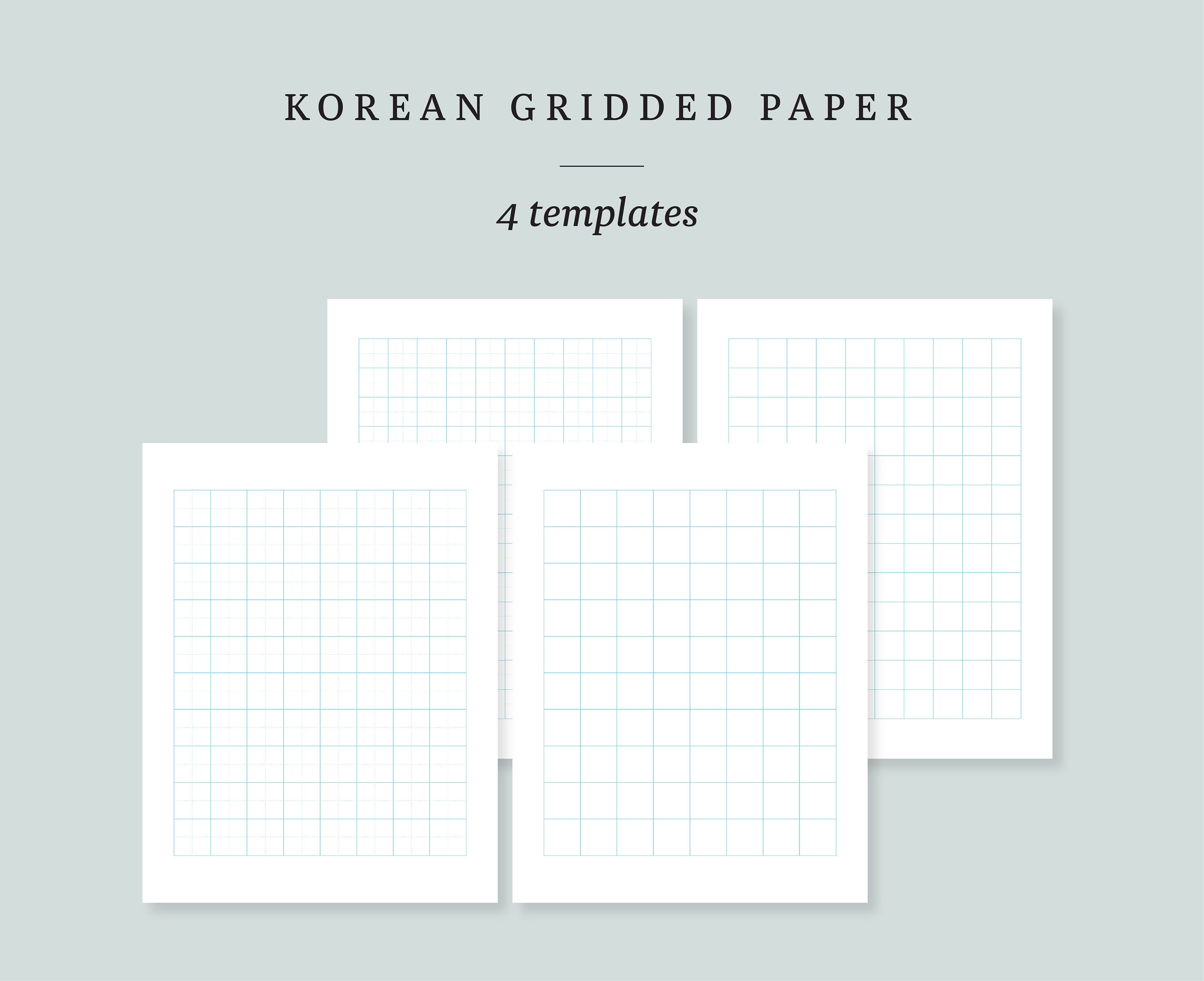 Gridded Korean Handwriting Practice Sheets Handwriting Korean Paper ...