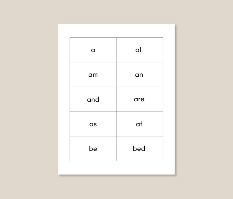100 Sight Word Cards Practice Printable Sight Word Minimal Homeschool ...