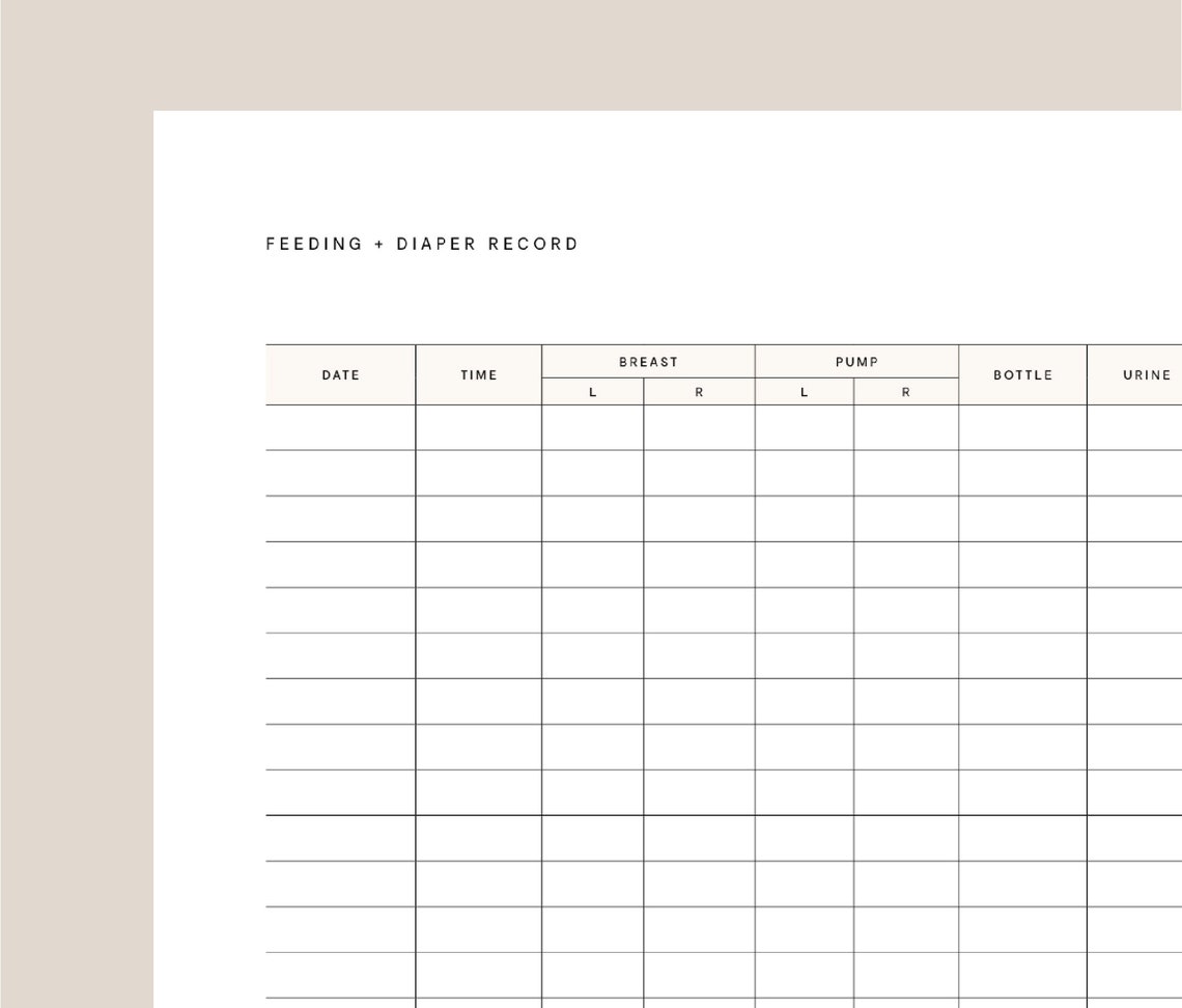 Newborn Log Baby Care Chart Baby Care Log Infant Daily Log Baby Feeding ...