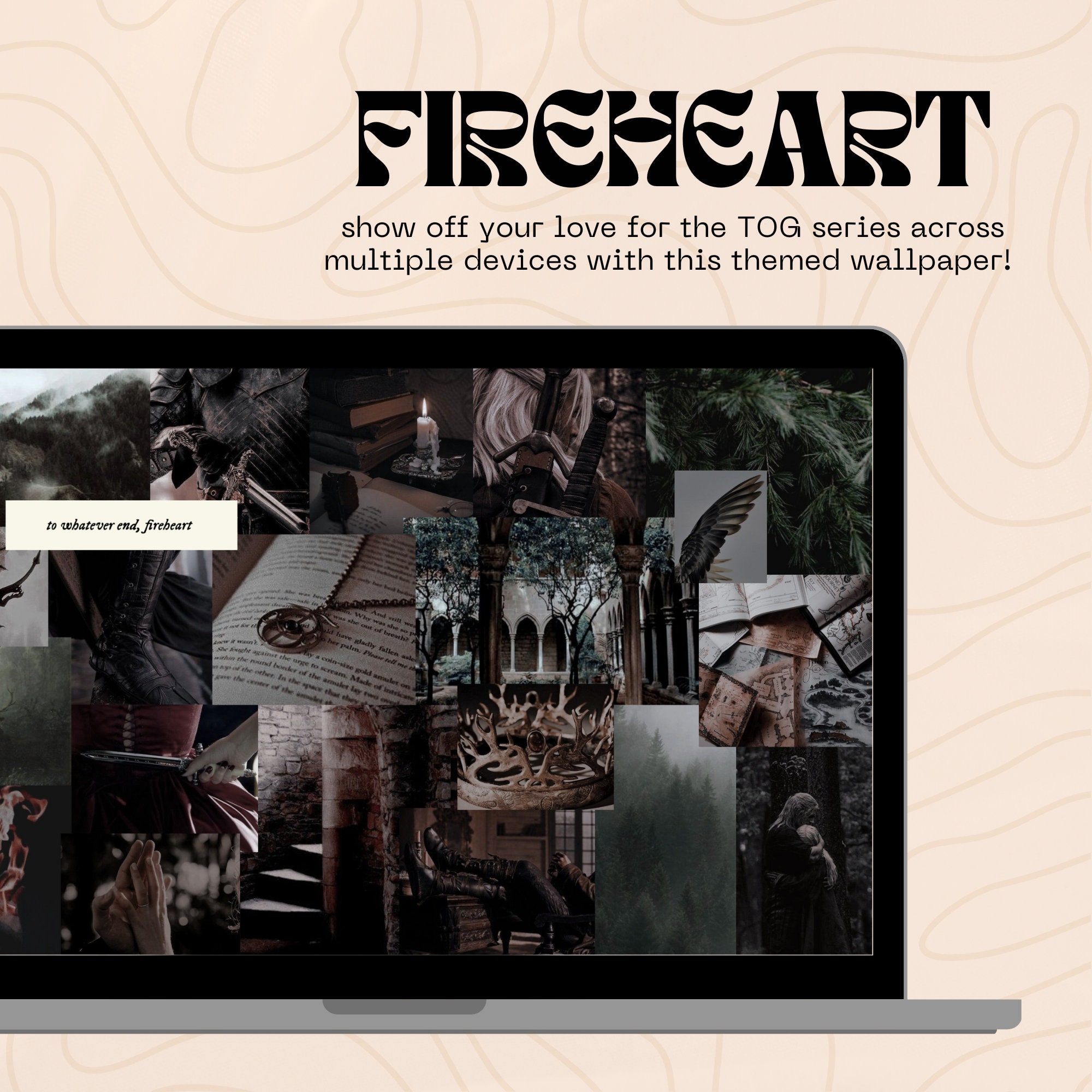 Fireheart TOG Wallpaper | SJM Throne of Glass Dark Academia Desktop ...