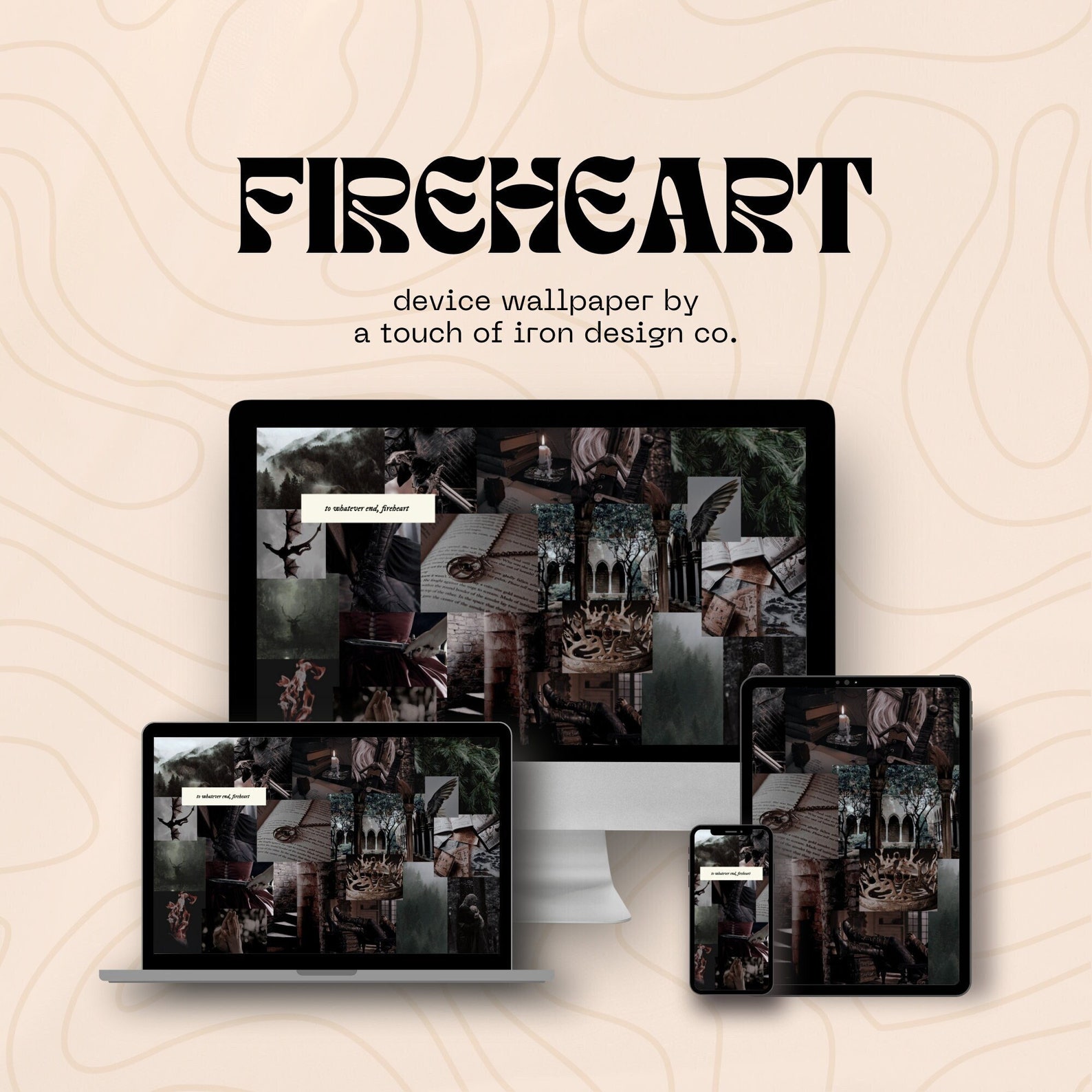 Fireheart TOG Wallpaper | SJM Throne of Glass Dark Academia Desktop ...