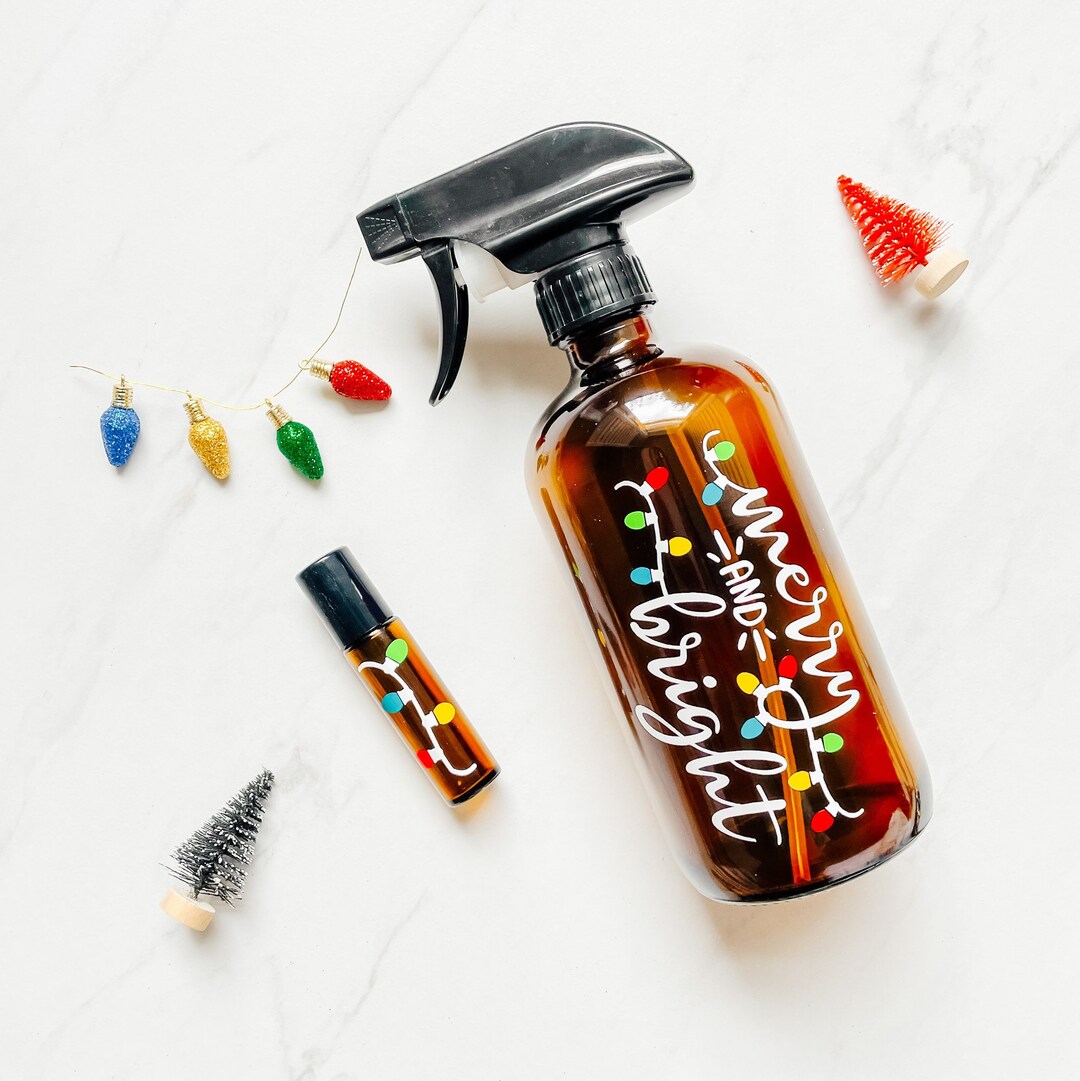 Merry and Bright Label, Christmas Essential Oil Labels, Christmas Light ...