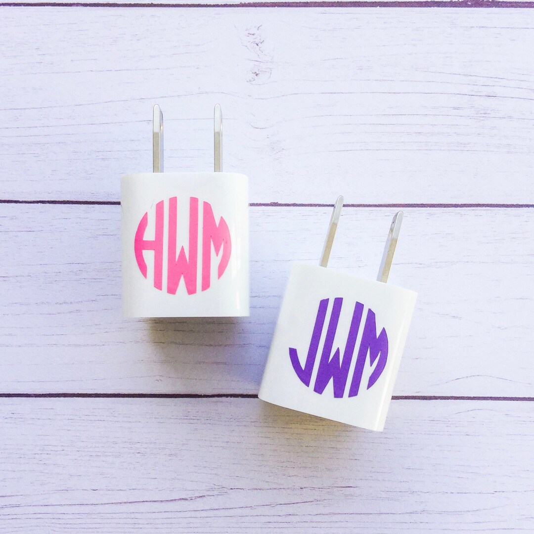 Monogram Phone Charger Label Monogram Phone Charger Decal - Etsy