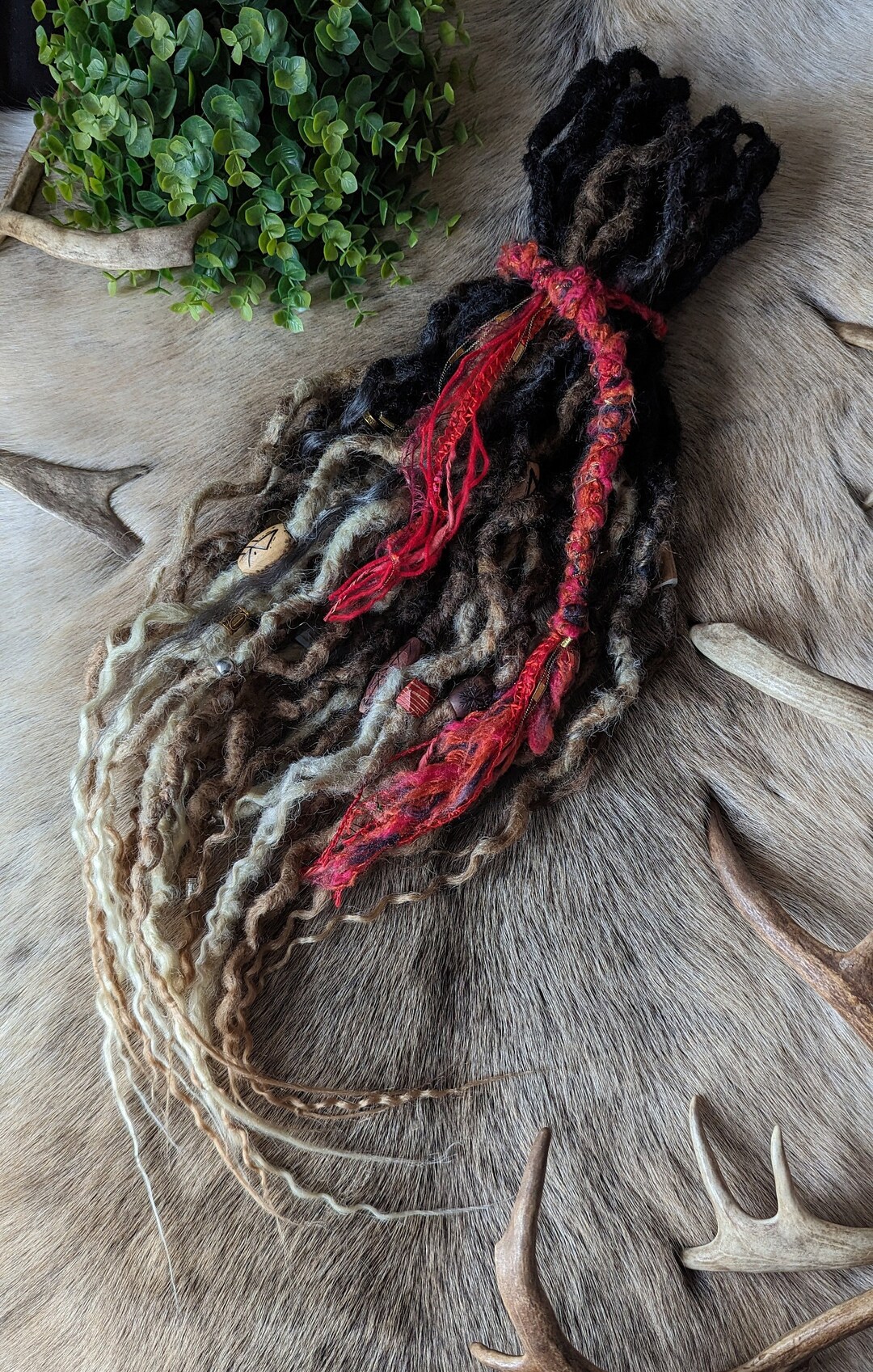 Set of 14 DE Synthetic Dreads and Wrap b0h0 Decorated Dreads Double ...