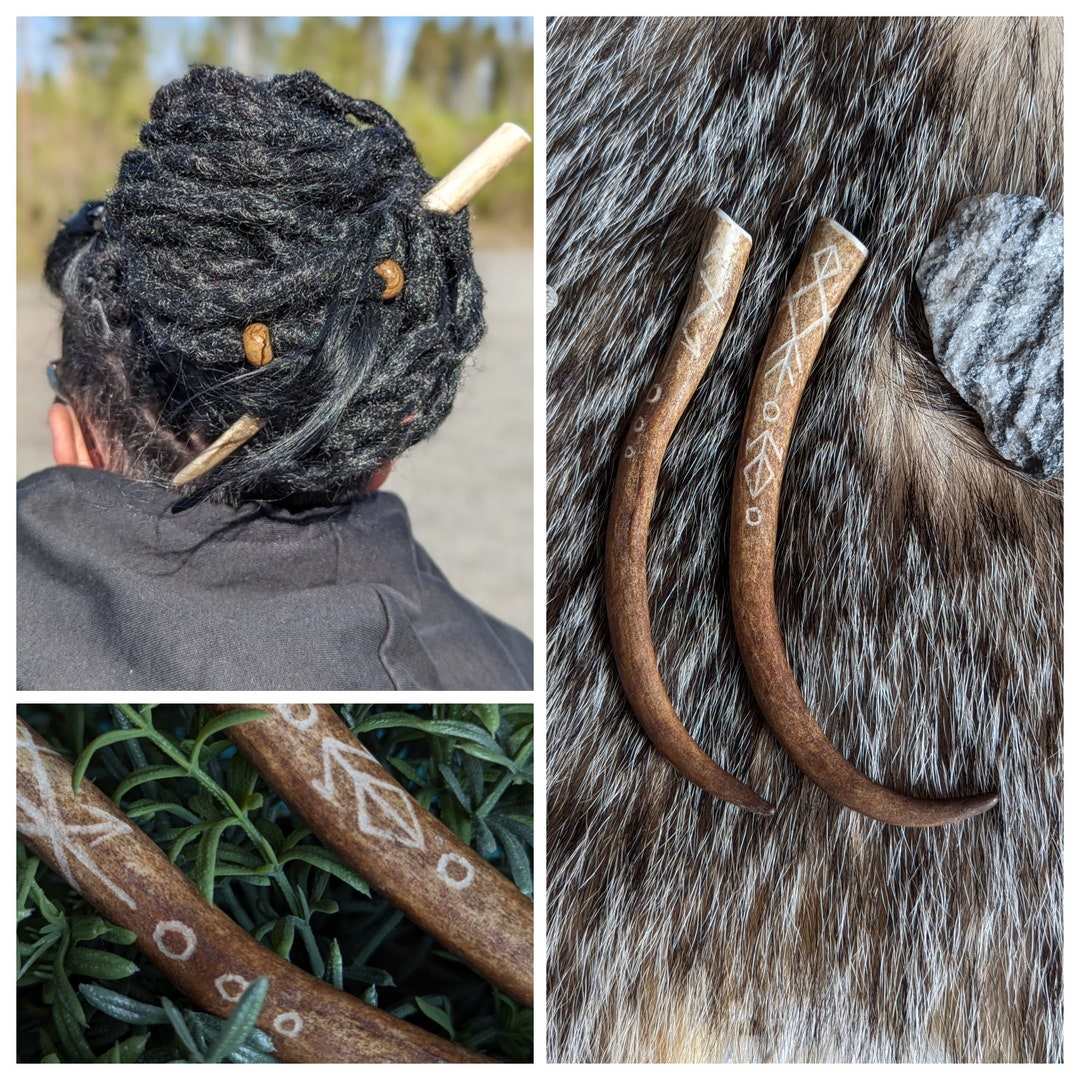 Decorated Antler Hair Sticks Dread Accessories and Jewellery by ...