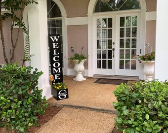 Large Welcome Sign With Planter Welcome Wood Planter Box | Etsy