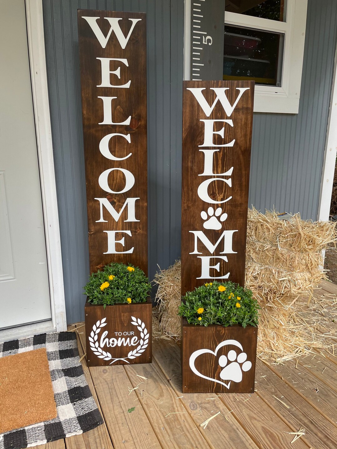 Welcome Sign Planter Box, Porch Planter, Welcome Board With Planter ...