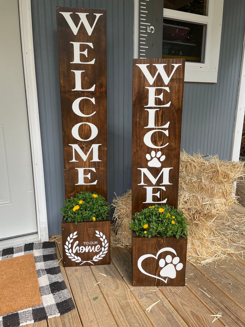 Welcome Sign Planter Box Porch Planter Welcome Board With | Etsy