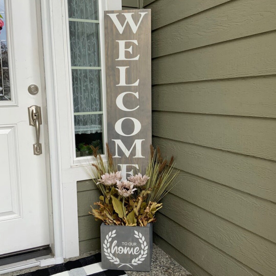 Personalized Welcome Sign With Planter Box, Front Porch Decor - Etsy