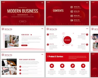 Modern Red Clean Business Powerpoint Template - Etsy
