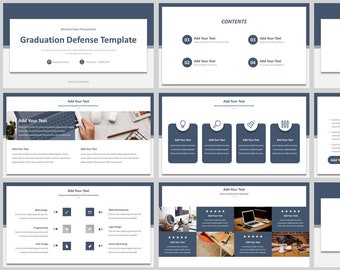 Minimal Clean Graduation Defense PowerPoint Template | Etsy