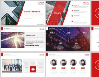Modern Red Clean Business Powerpoint Template - Etsy