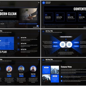 Modern Blue Business Plan Powerpoint Template - Etsy