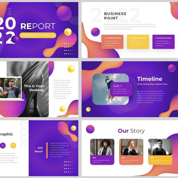 Neon Color Creative Report Summary Powerpoint Template - Etsy Australia