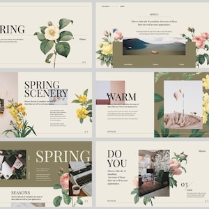 Minimal Green Spring Report Powerpoint Template - Etsy Canada