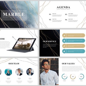 Minimal Marble Magazine Style Business Powerpoint Template - Etsy